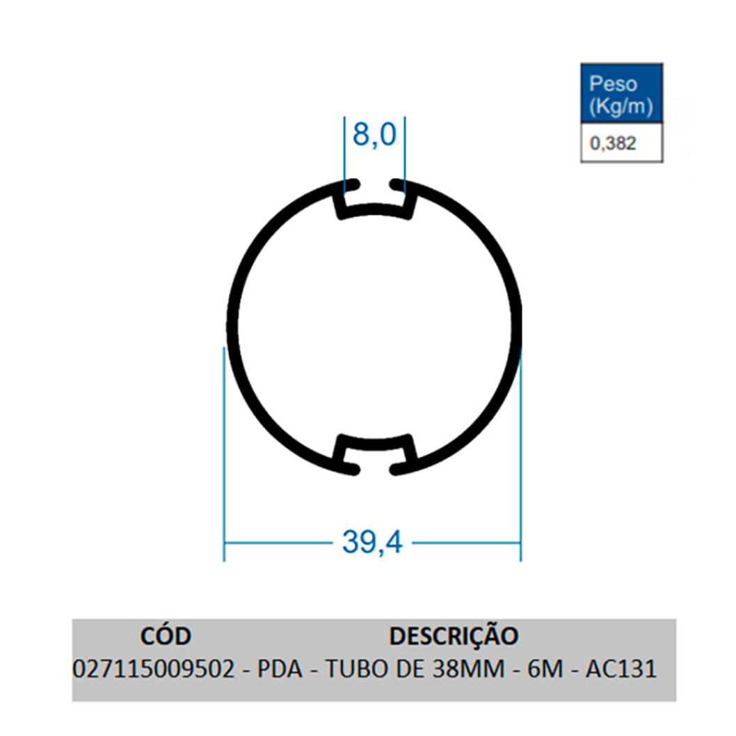 Tubo de 38mm - 6m - Ac131