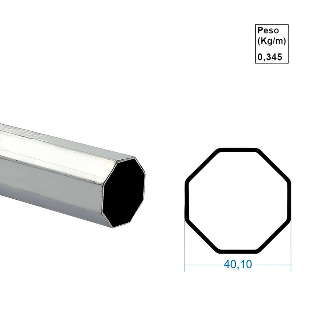Tubo Octogonal 40MM - 6M - AC190