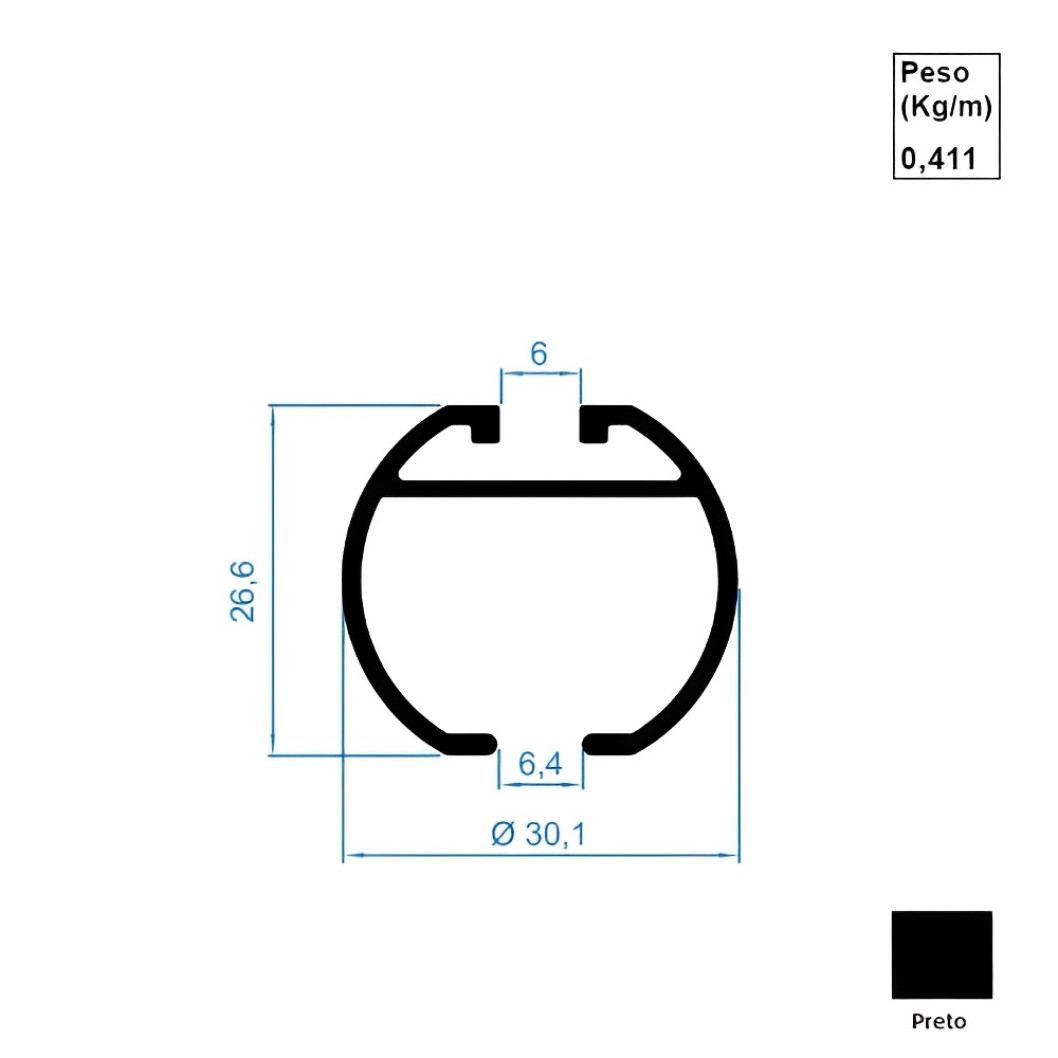 Ac393-Tubo 28mm - Preto - 6m